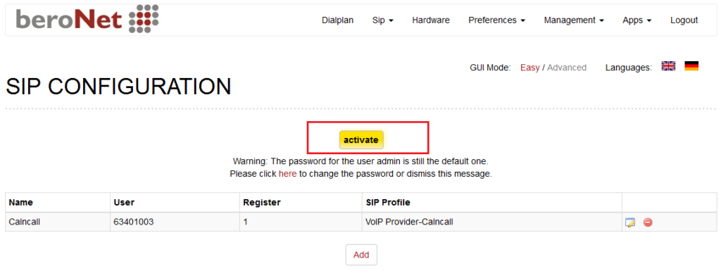 How to configure your beroNet gateway with CalnCall SIP Trunk